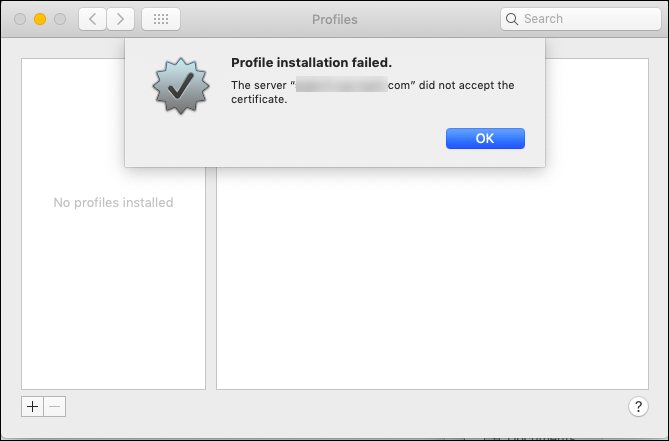 MacOS MDM Enrollment Error "Profile installation failed. The server did ...