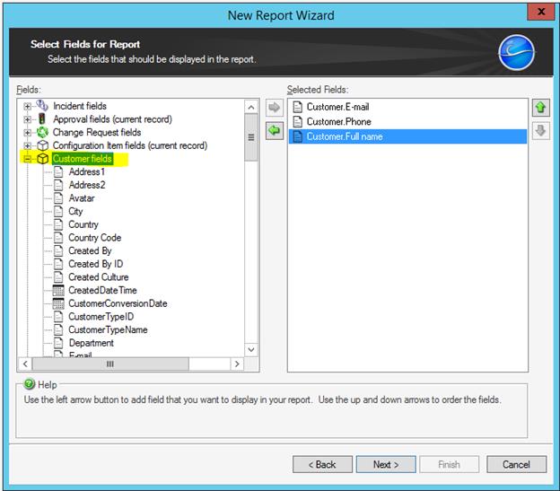 Incident Links Customer Fields Missing in Report