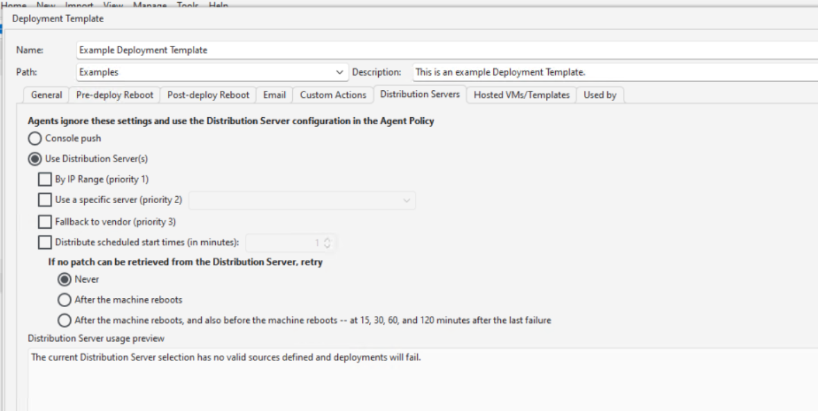 How To Configure A Deployment Template To Use A Distribution Server