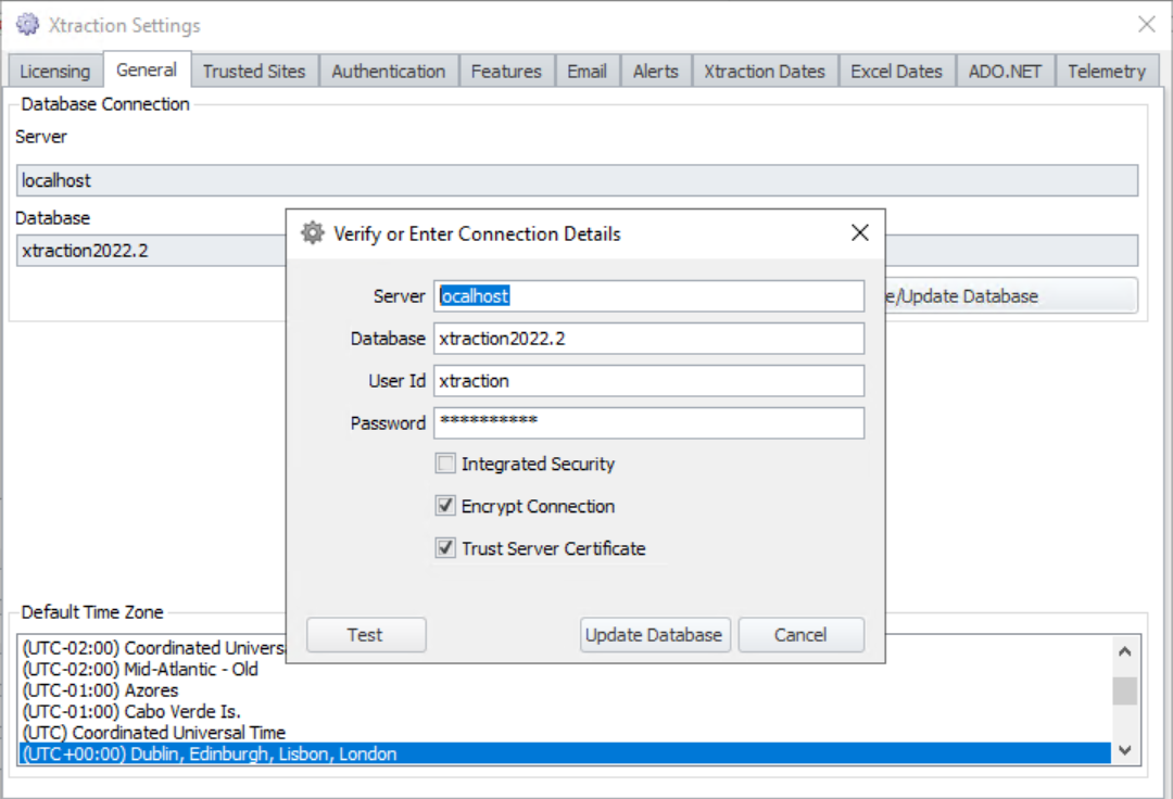 Xtraction Configuration - Database and User Setup